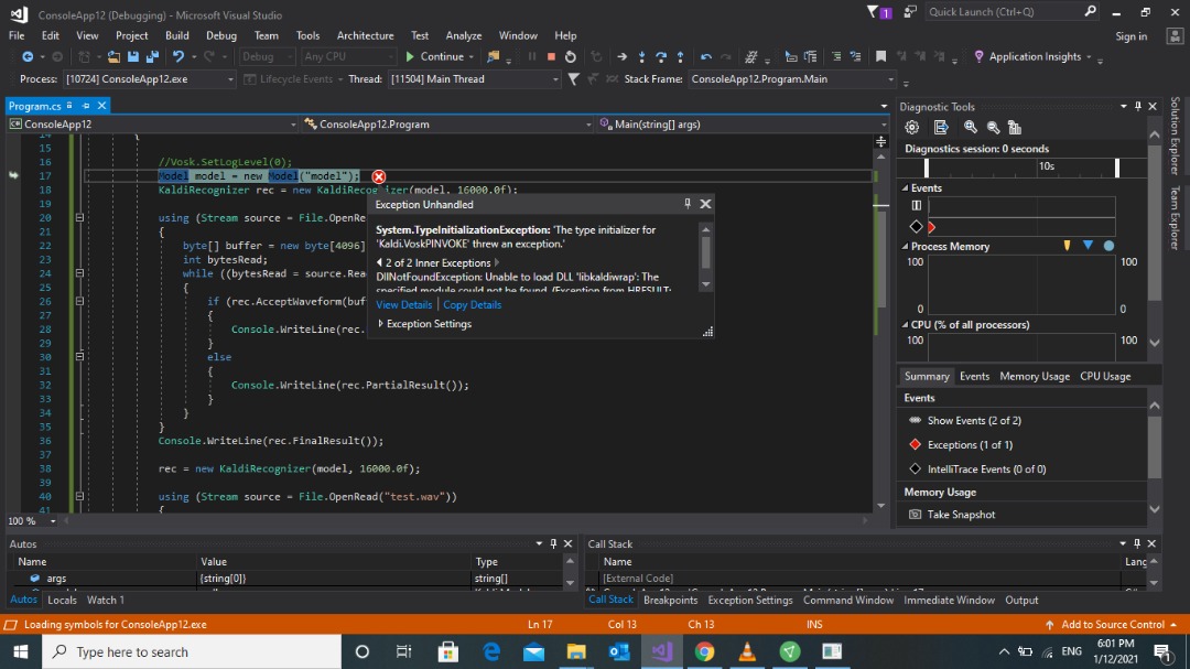 Error when use C# nuget package · Issue #325 · alphacep/vosk-api · GitHub