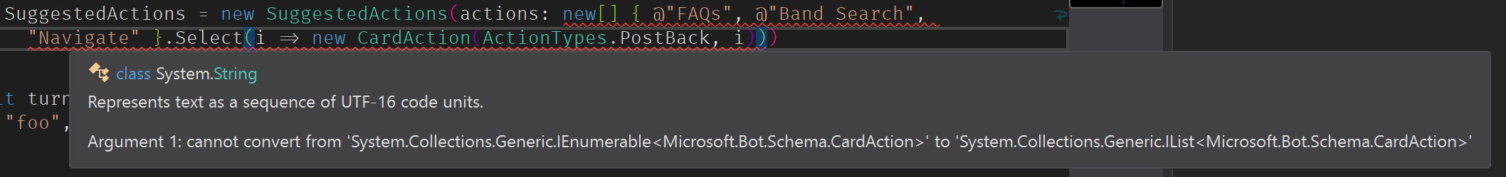 SuggestedActions takes IEnumerable for one overload, IList for the other · Issue #1232 ...