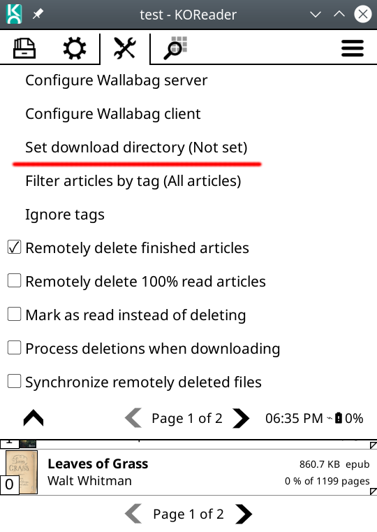 Can't add URLs to Wallabag · Issue #6129 · koreader/koreader · GitHub