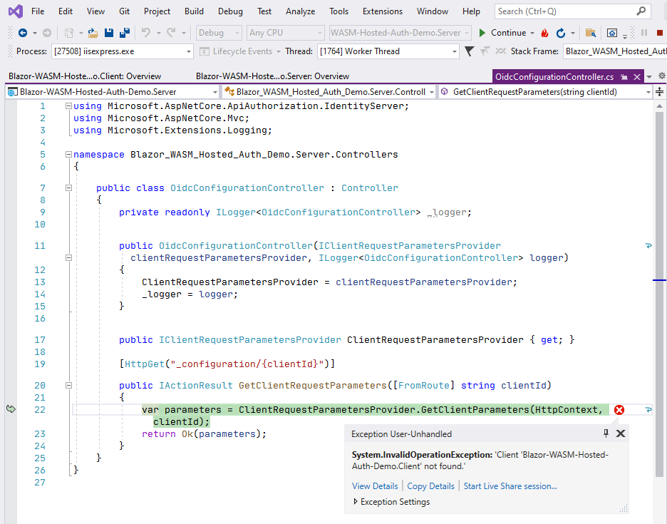 Can't run blank, newly created Blazor WASM app with ASP.Net Hosting and Individual ...