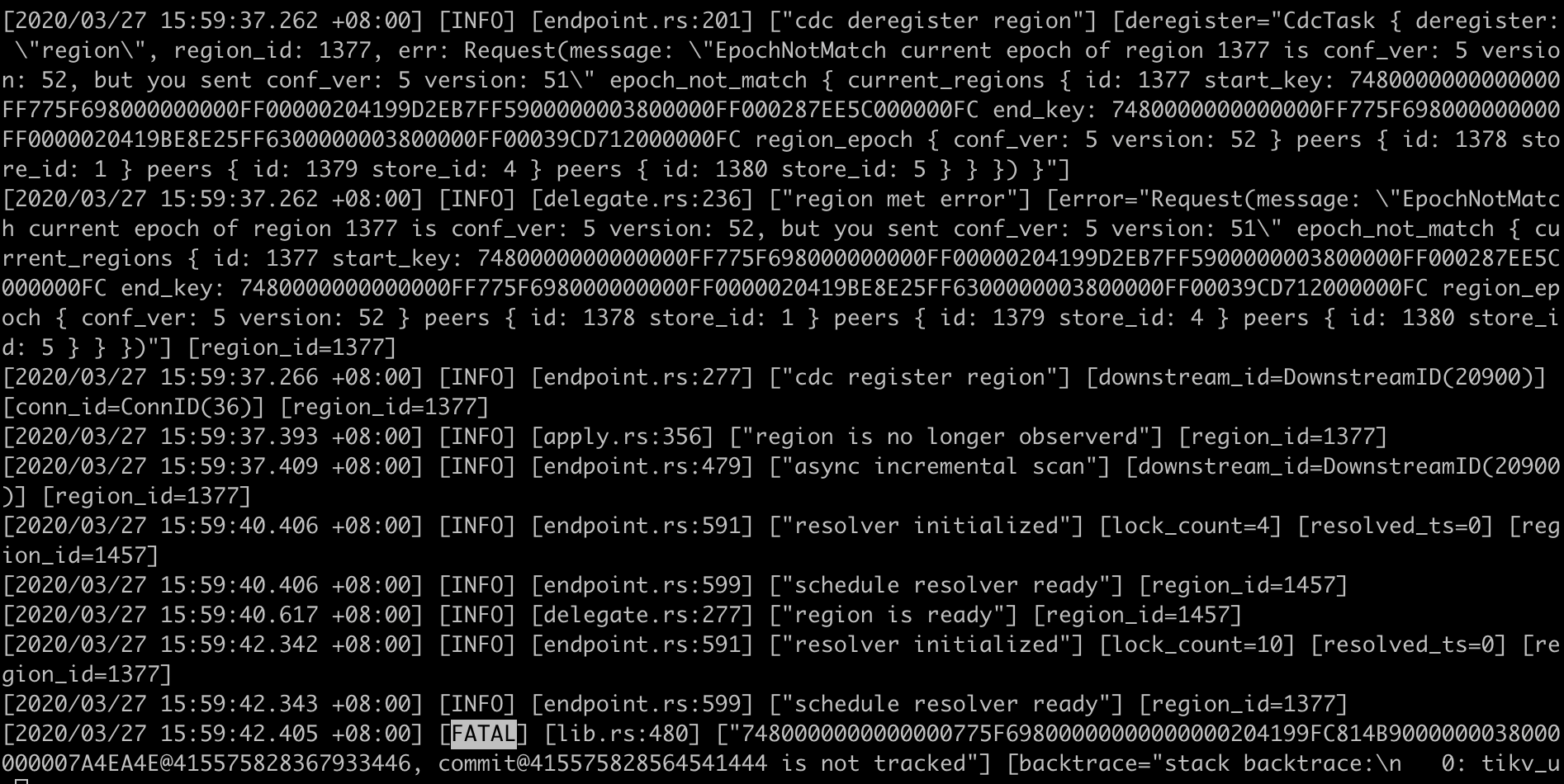 TiKV panic while running cdc · Issue #7325 · tikv/tikv · GitHub
