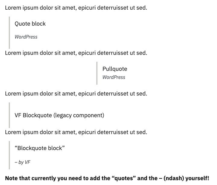 Hide The Default Quote Pullquote And Legacy Vf Blockquote Blocks In Wp · Issue 1237