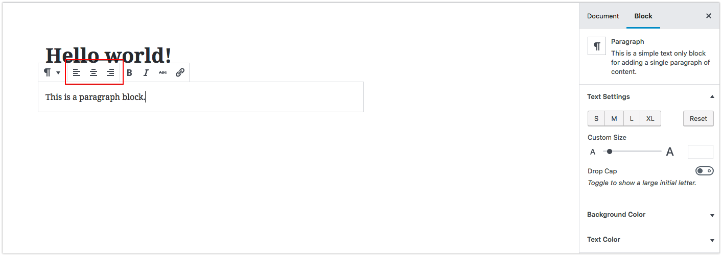 Move "Heading" block text alignment options to the block toolbar from the sidebar · Issue #6673 ...