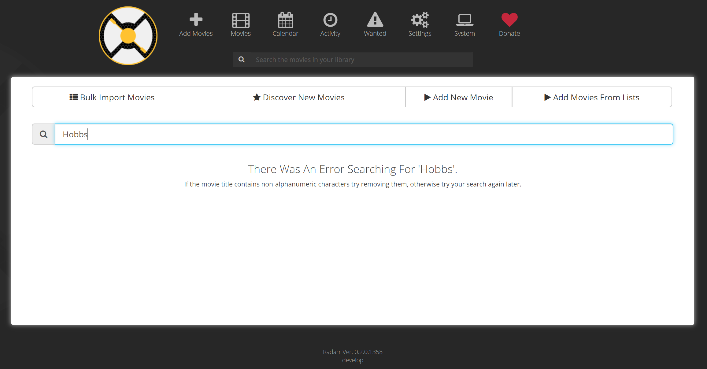 Unable To Search For Movies Nzbdroneerrorpipeline · Issue 3813 · Radarrradarr · Github