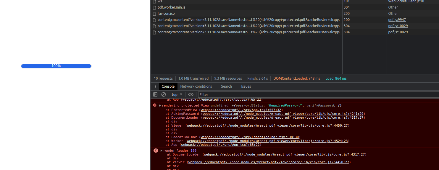 BUG | SecureView is stuck on loading screen forever · Issue #1546 · react-pdf-viewer/react-pdf ...