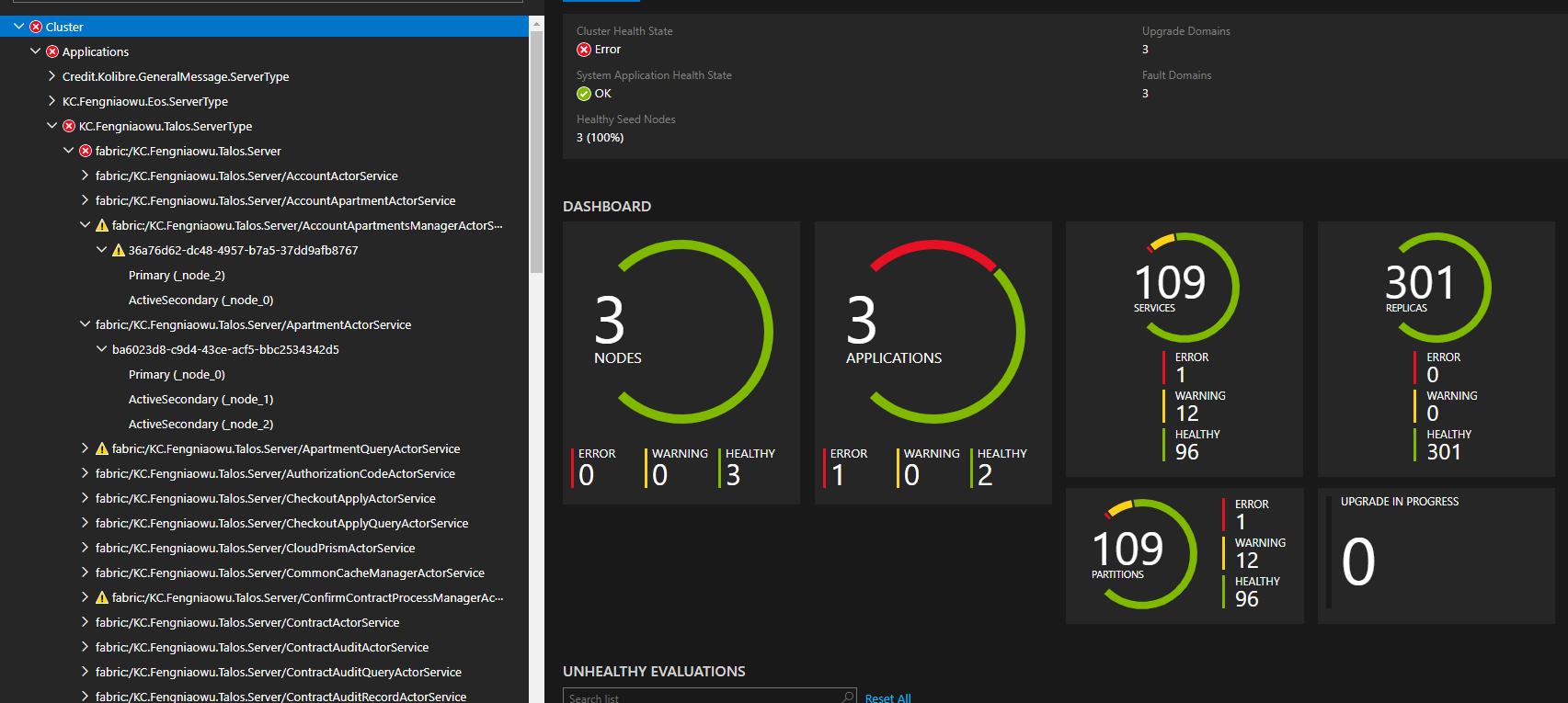 The largest number of actor service on one service fabric cluster with ...