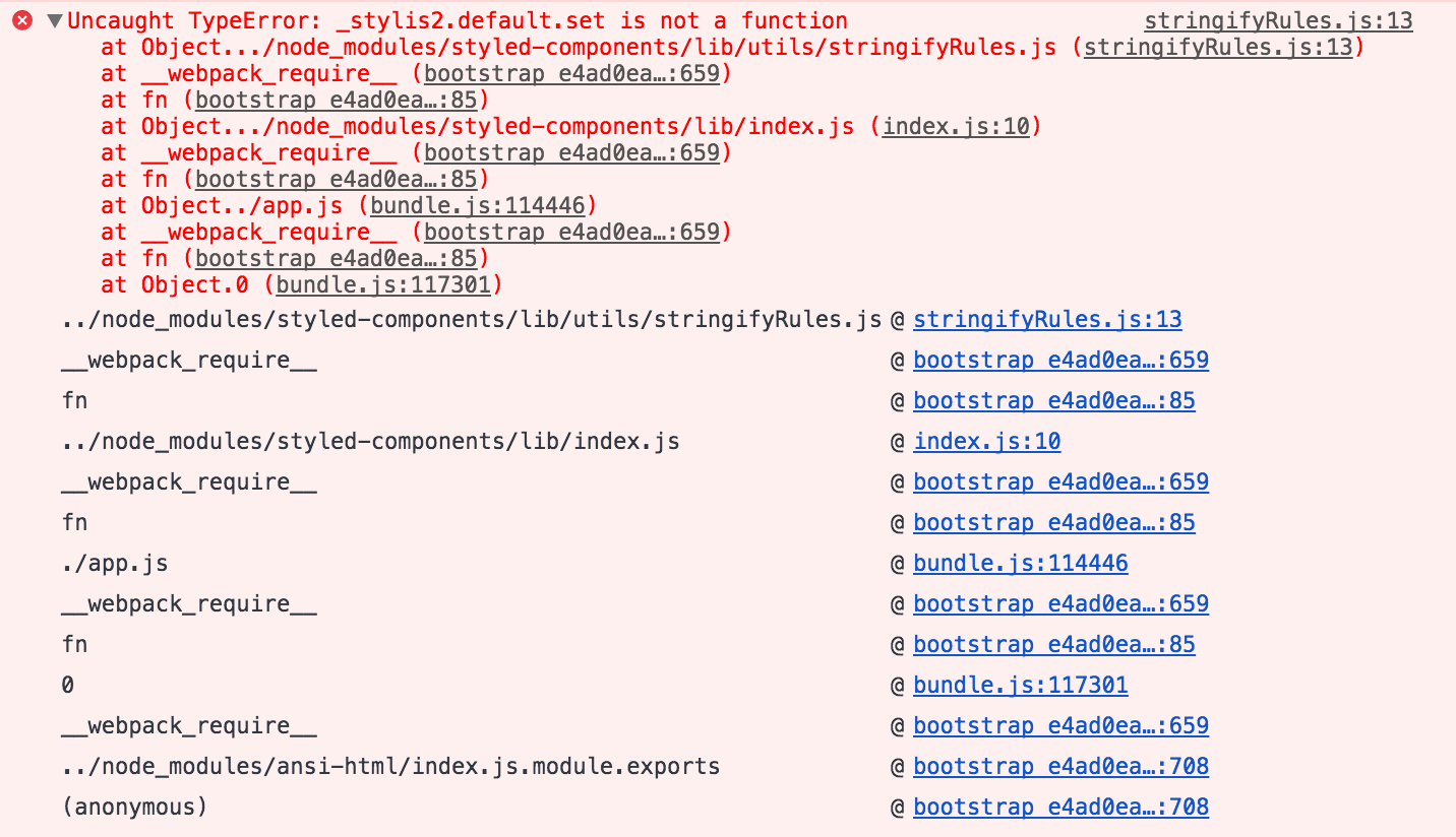 Webpack module bundling failure on v2.0.1 (_stylis2.default.set is not ...