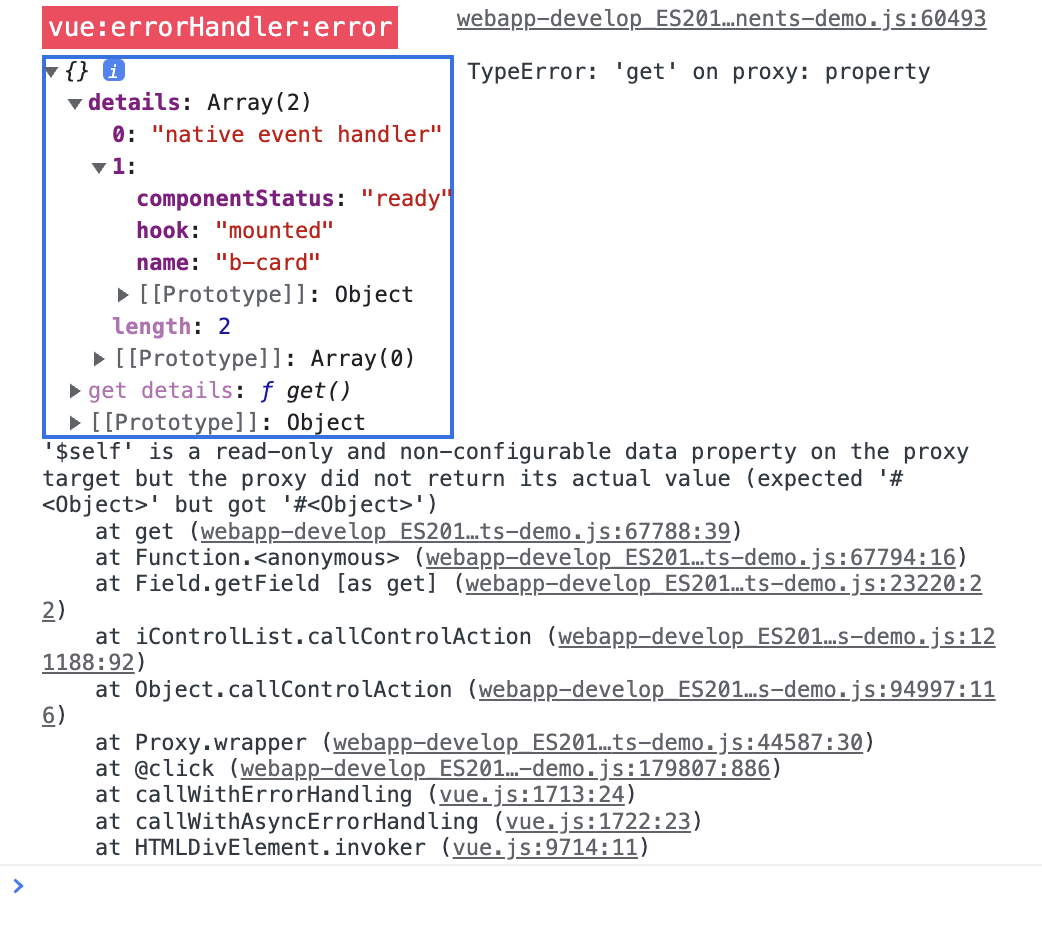 Ошибка 'get' on proxy: property '...' is a read-only and non-configurable data property on the ...