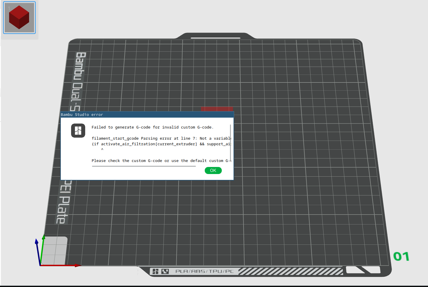 G-code error when trying to slice object. · Issue #2690 · bambulab/BambuStudio · GitHub
