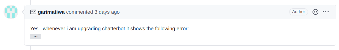 chatterbot error · Issue #2024 · gunthercox/ChatterBot · GitHub
