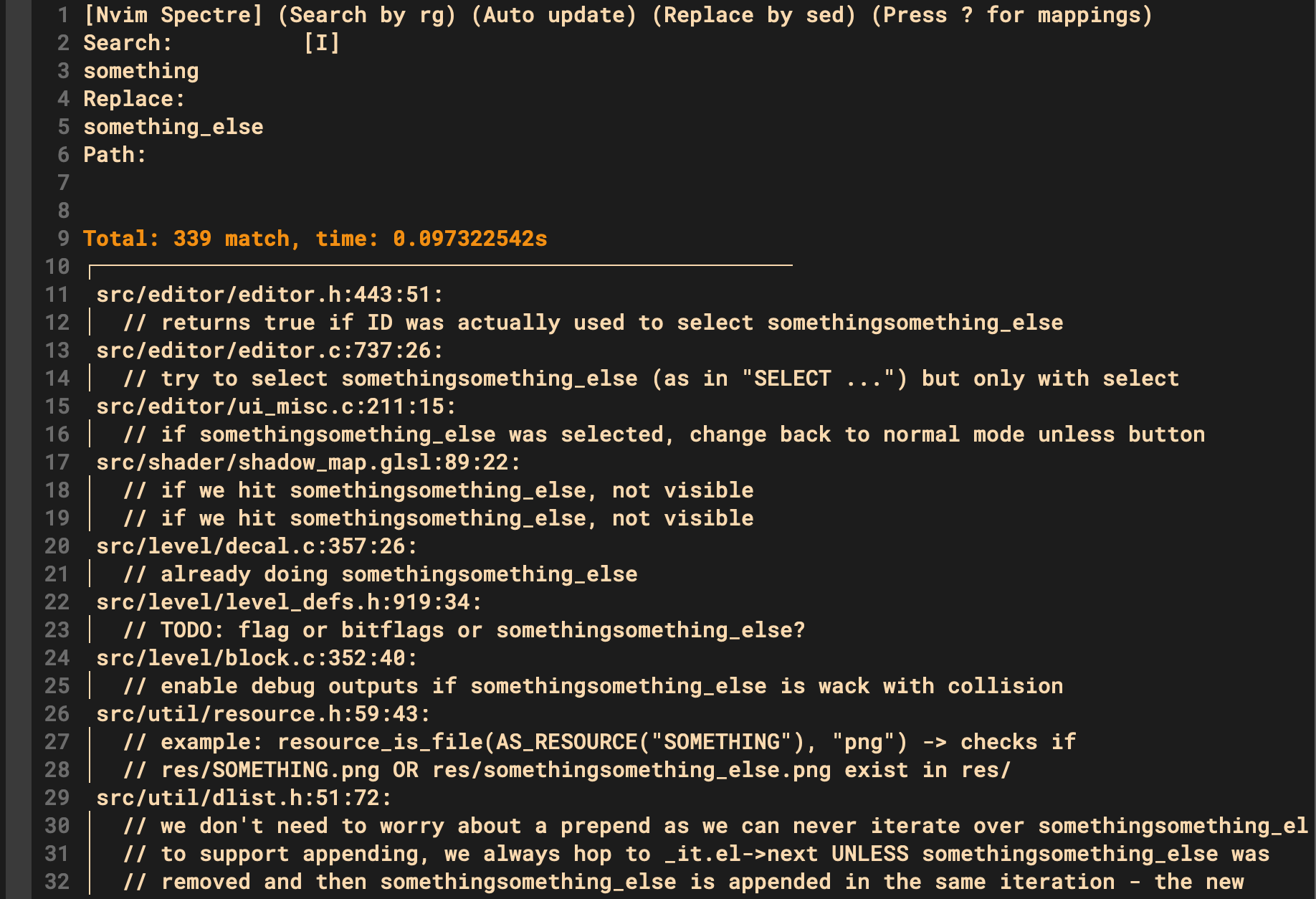Broken highlighting after 3869b31 · Issue #169 · nvim-pack/nvim-spectre · GitHub