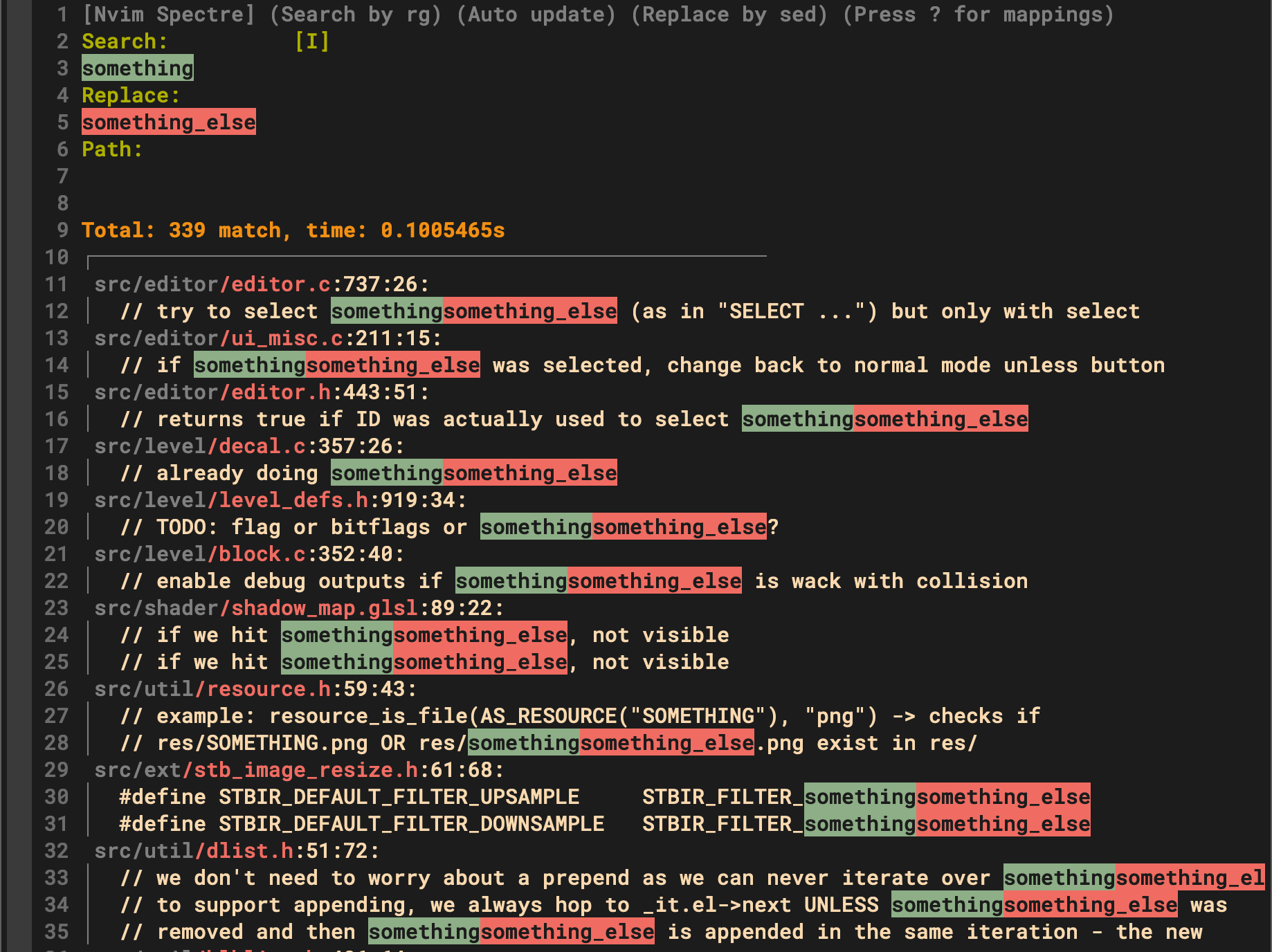 Broken highlighting after 3869b31 · Issue #169 · nvim-pack/nvim-spectre · GitHub