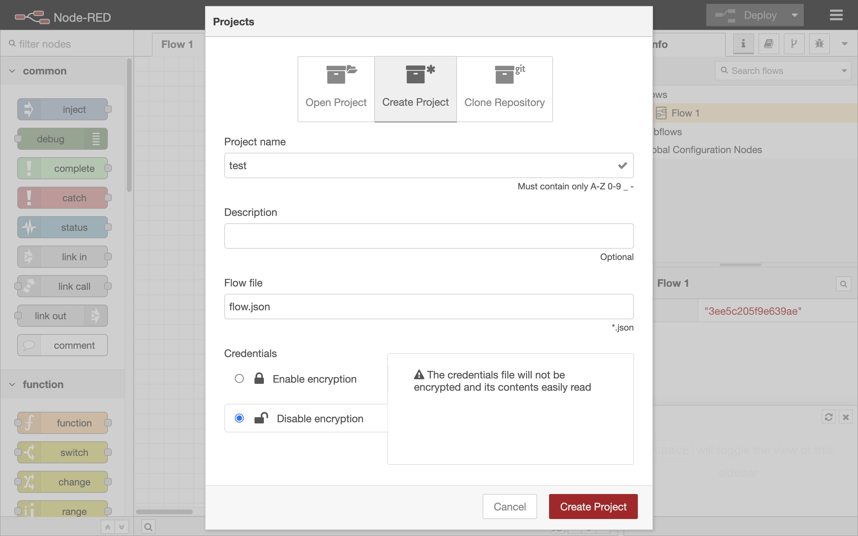 Disabled menu items in project feature · Issue #4026 · node-red/node-red · GitHub