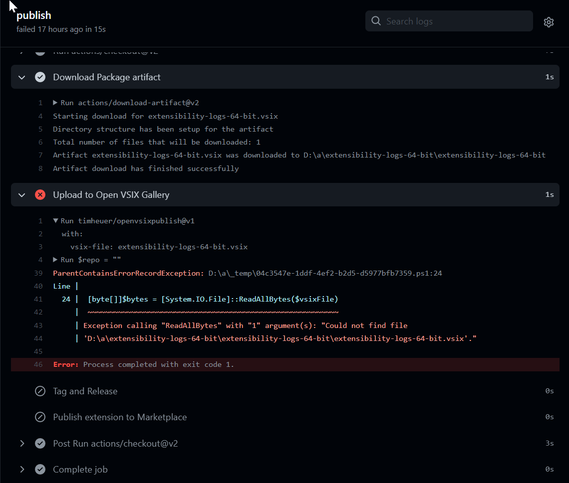 Can't find vsix file · Issue #2 · timheuer/openvsixpublish · GitHub