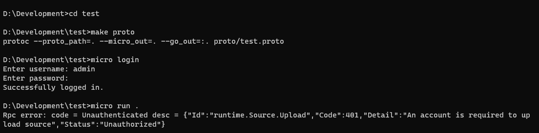 micro run helloworld error message is An account is required · Issue ...