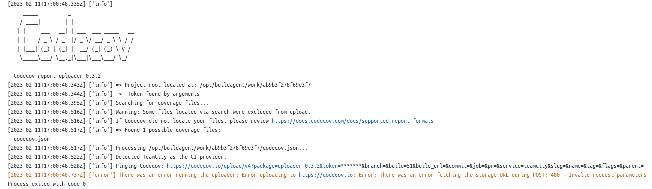 400 In Teamcity · Issue 929 · Codecov Uploader · Github