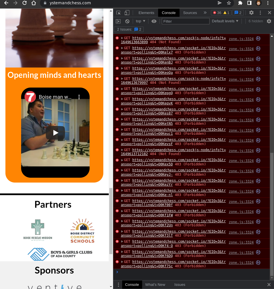 Errors on the live site. Developer console · Issue #212 · YSTEMandChess ...