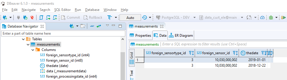 Data explorer with doesn't show table data properly for table with ...