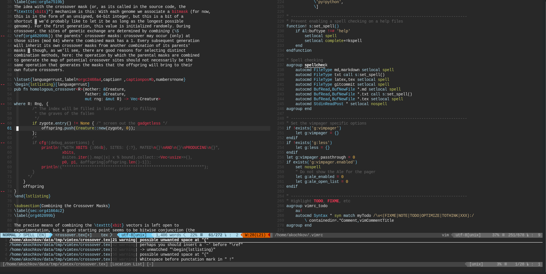 Disable spellcheck for the minted, lstlisting, etc · Issue #1504 · lervag/vimtex · GitHub