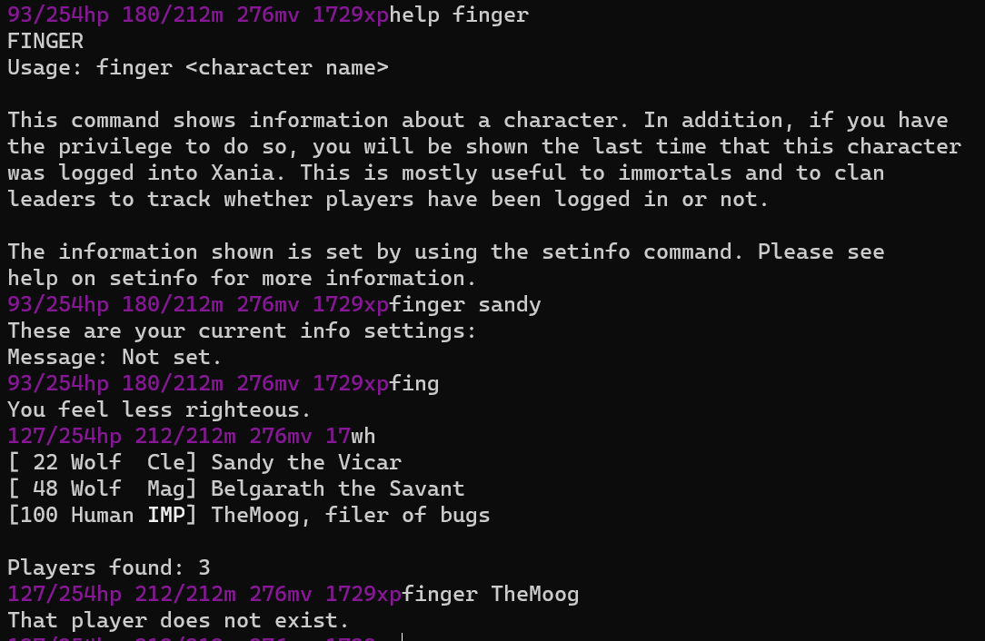 "finger" command and its help and error messages · Issue #205 · mattgodbolt/xania · GitHub