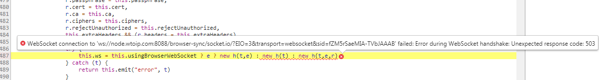 rror during WebSocket handshake: Unexpected response code: 503 · Issue #1580 · BrowserSync ...