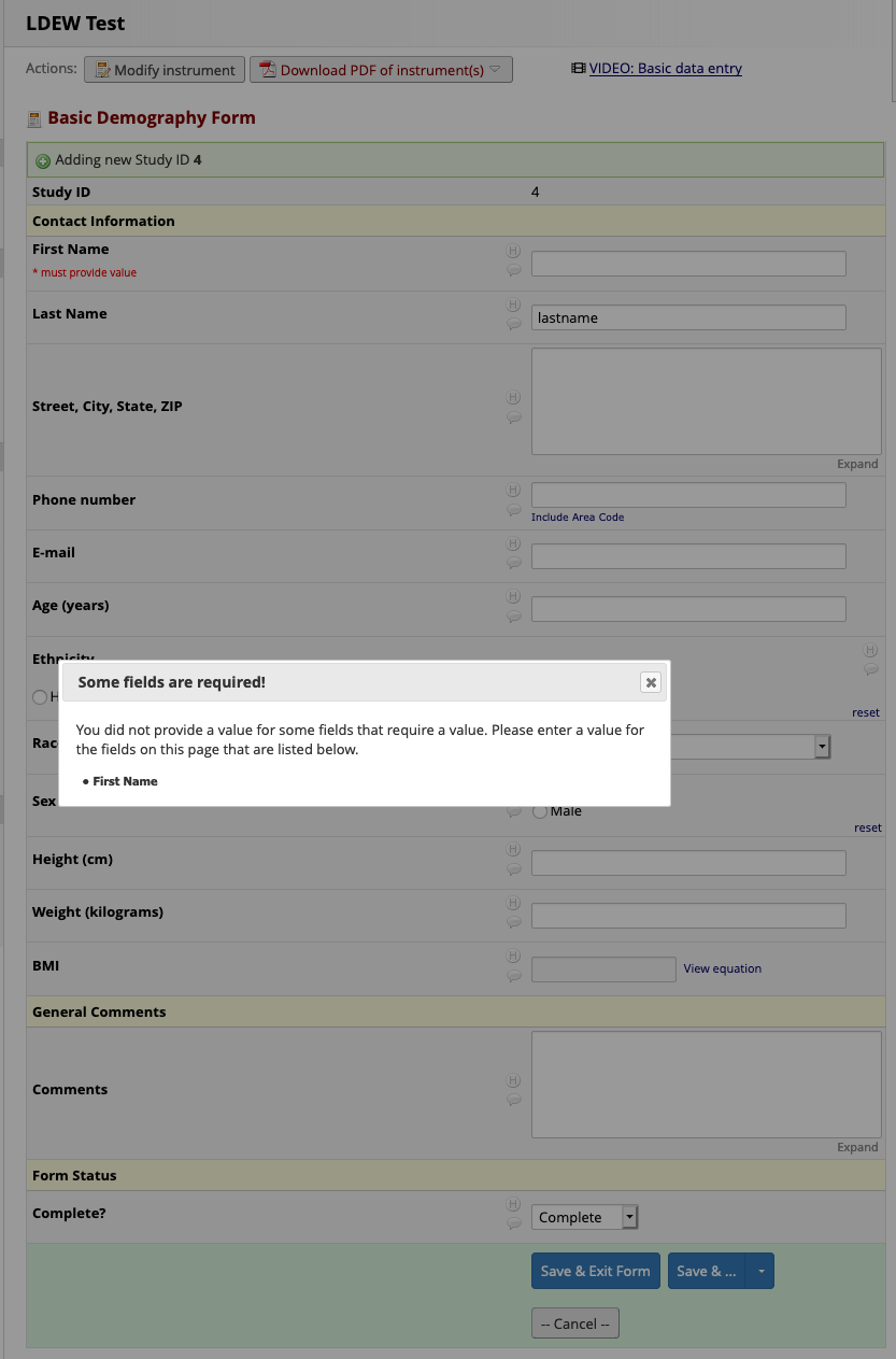 LDEW is allowing forms to be marked as complete when required fields ...