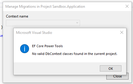 DbContext Model menu actions cause FileNotFoundException - Microsoft.VisualStudio.ProjectSystem ...