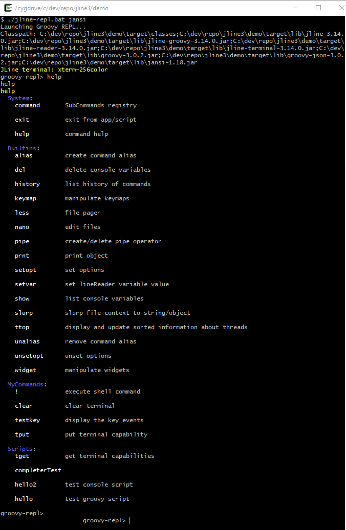 JLine3 interactive mode does not work in cygwin · Issue #520 · jline/jline3 · GitHub