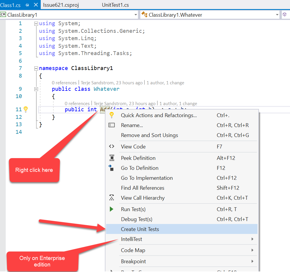 No Create Test Unit menu item for Shared Projects in VS2019 · Issue #32 ...