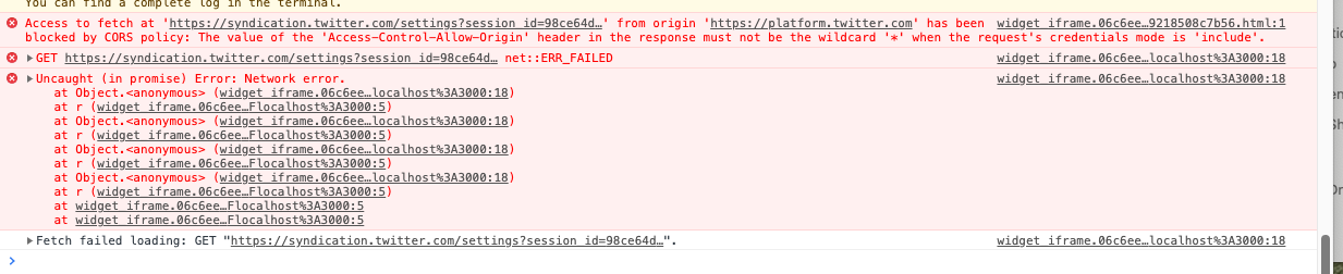 Twitter Timeline Embed is now blocked by CORS · Issue #31 · biocompute-objects/portal · GitHub