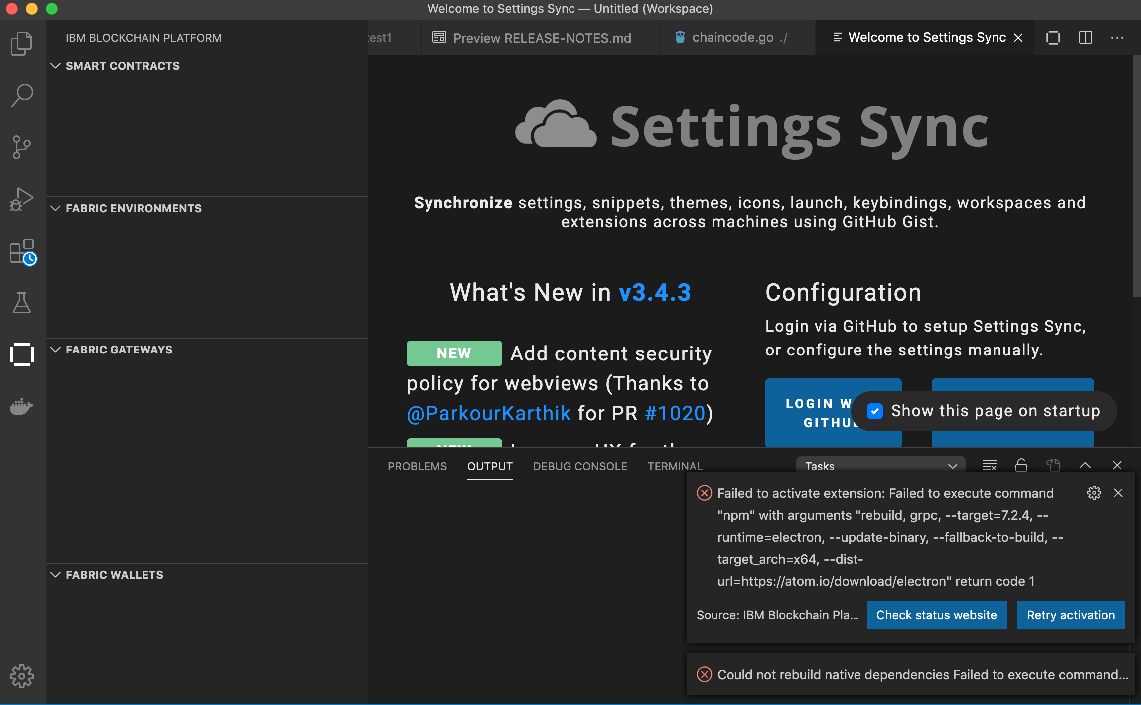Failed to install/activate the extension · Issue #2358 · IBM-Blockchain/blockchain-vscode ...