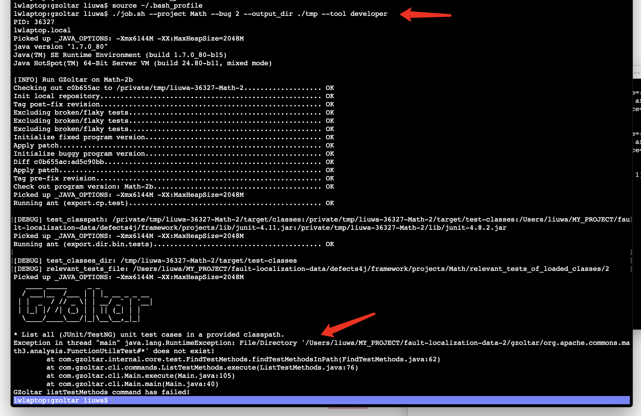 Usage of gzoltar-related FL script · Issue #243 · rjust/defects4j · GitHub