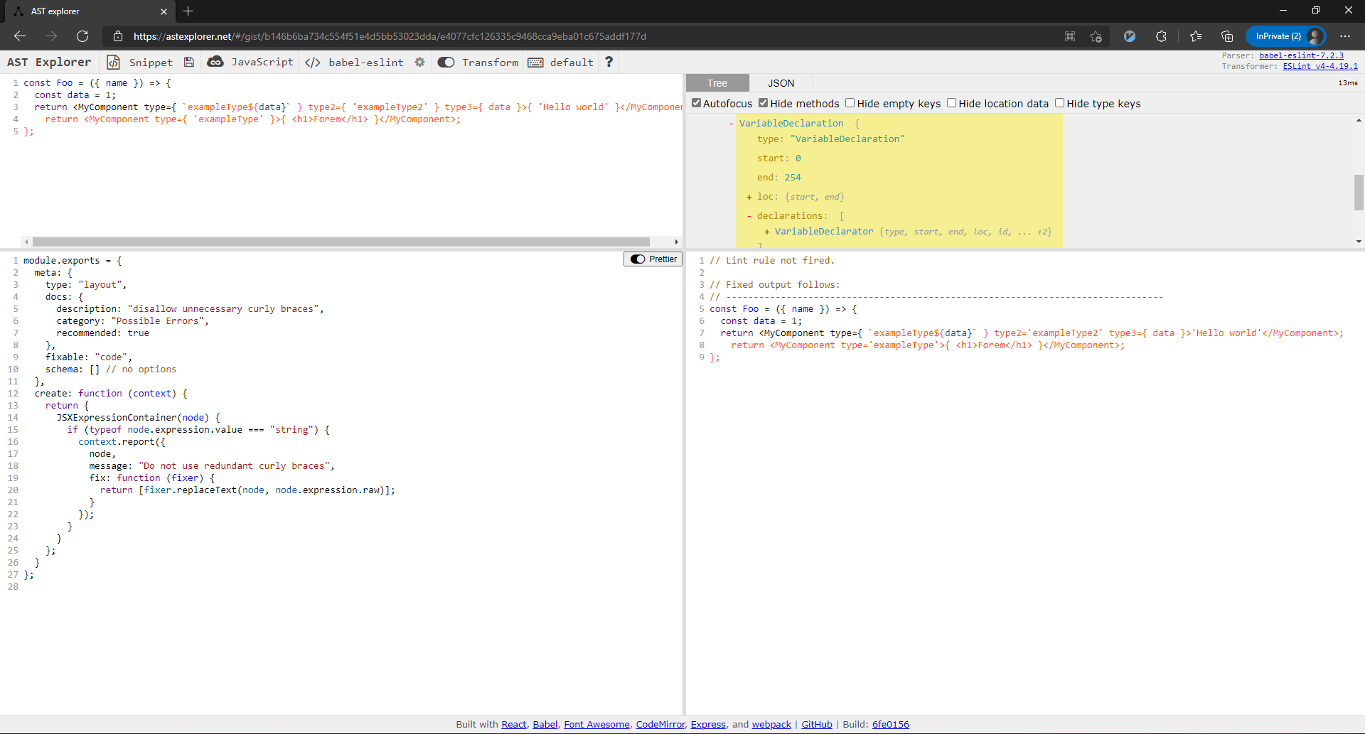 Add eslint rule for formatting redundant curly braces in jsx · Issue ...