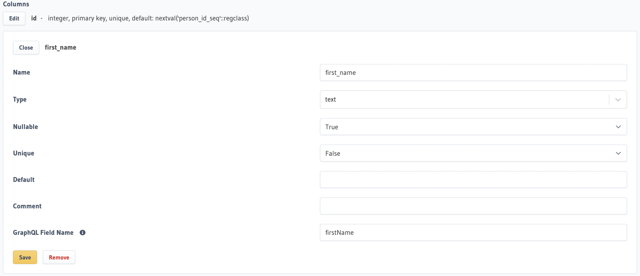 Filtering And Sorting From Browse Rows Tab Does Not Work For Columns With A Custom Name