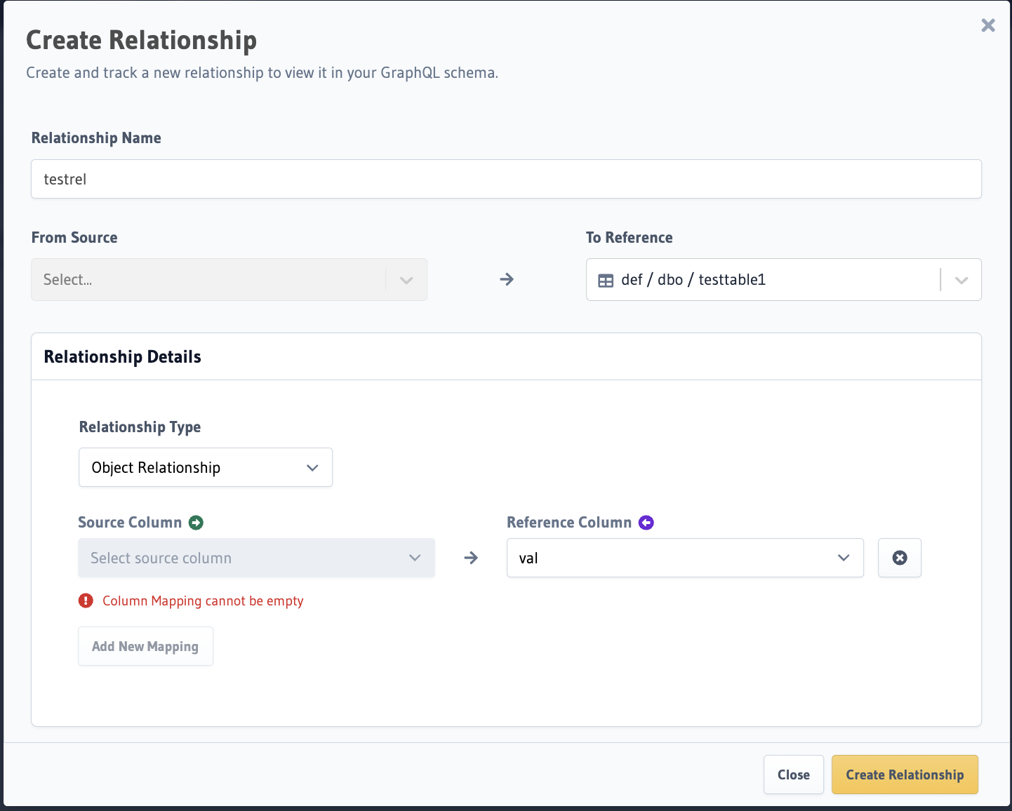 New relationship UI: Unable to track relationship for MS SQL views ...