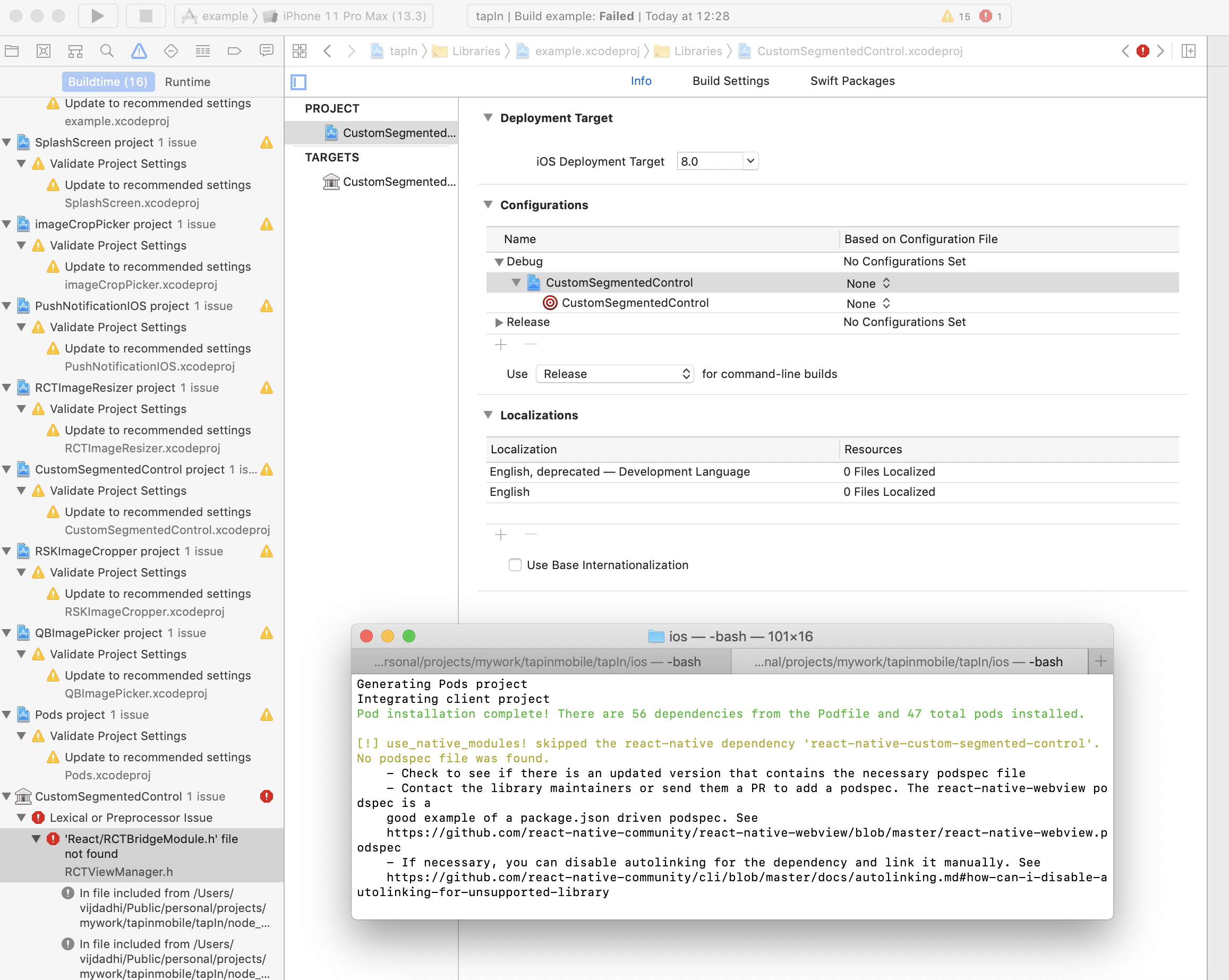 No podspec file was found when upgrade RN 0.62.2 from 0.56.0 · Issue ...