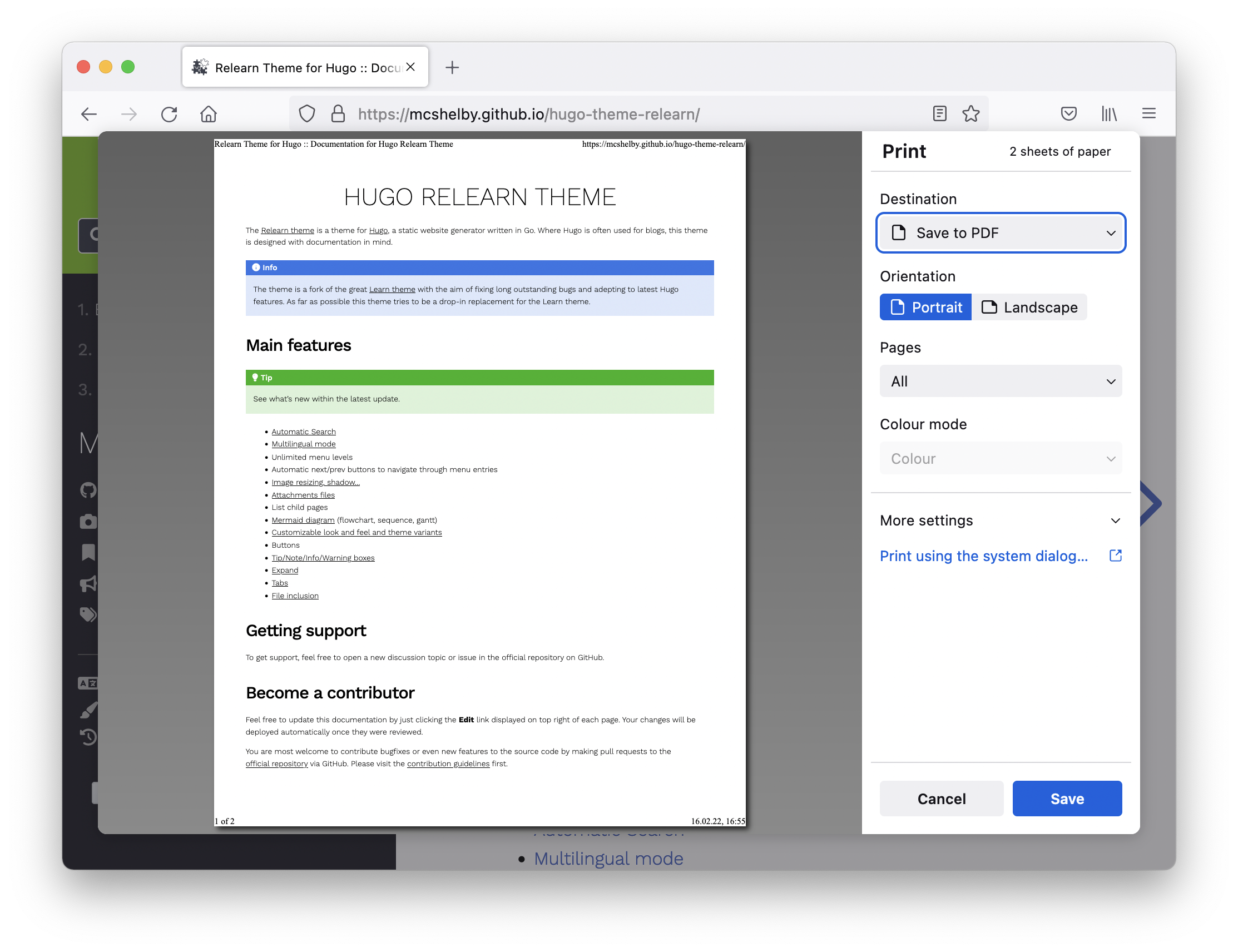 print: hide sidebar on Mac · Issue #183 · McShelby/hugo-theme-relearn · GitHub