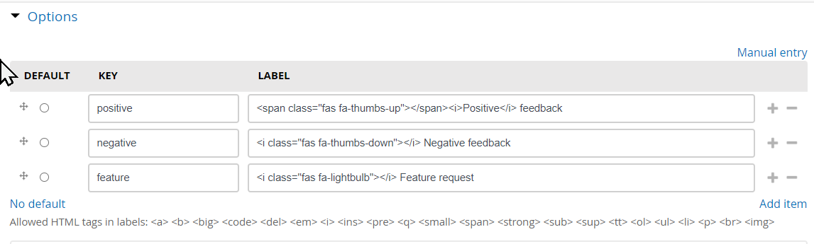 Labels strip out HTML but help text says certain tags are allowed · Issue #206 · backdrop ...