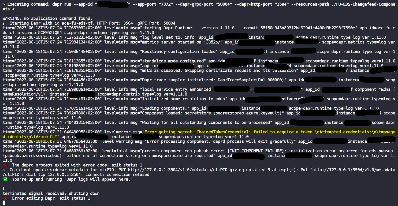 Support azure-cli credentials for local development using azure-based components · Issue #2469 ...