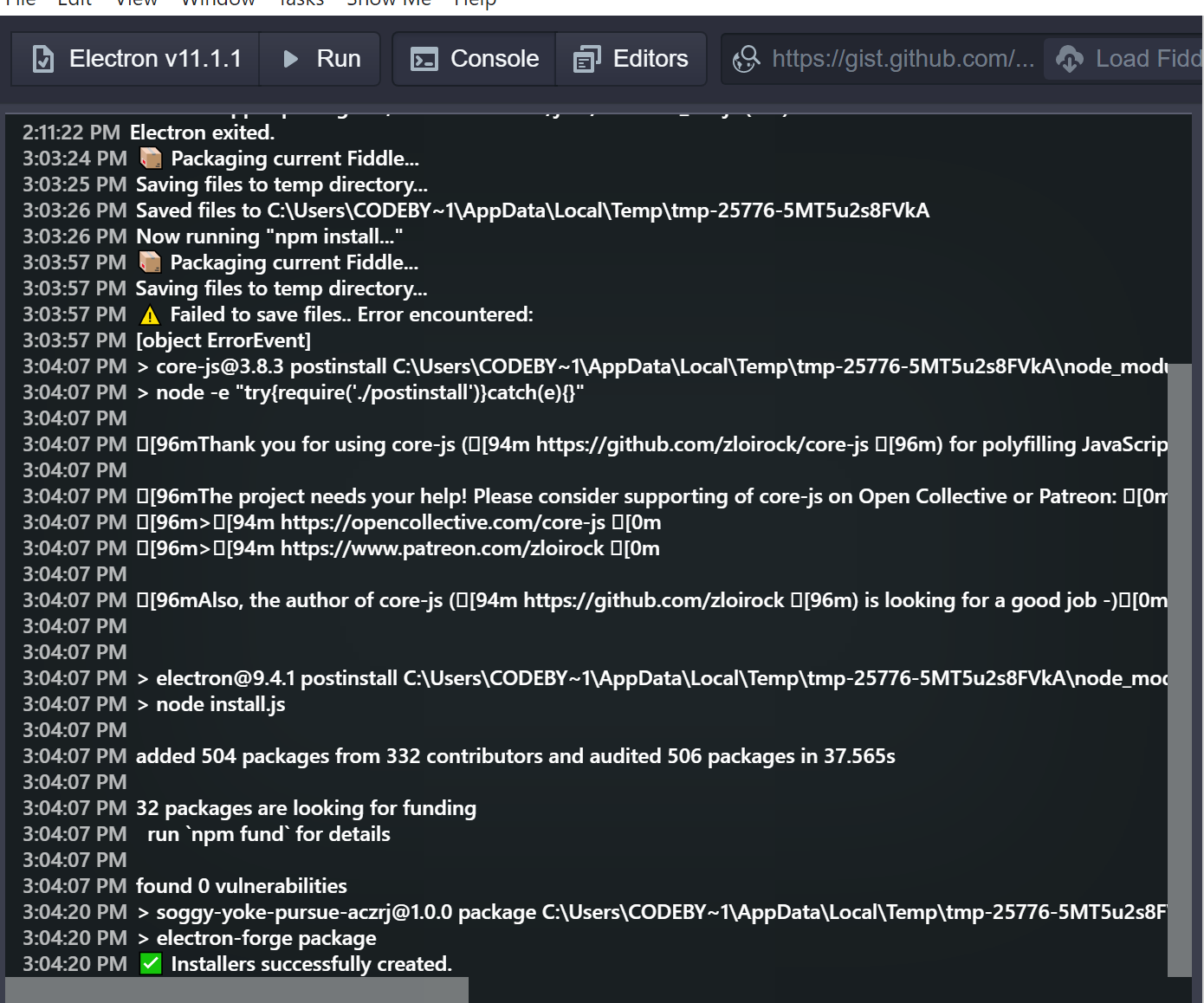 Package fiddle not working · Issue #568 · electron/fiddle · GitHub