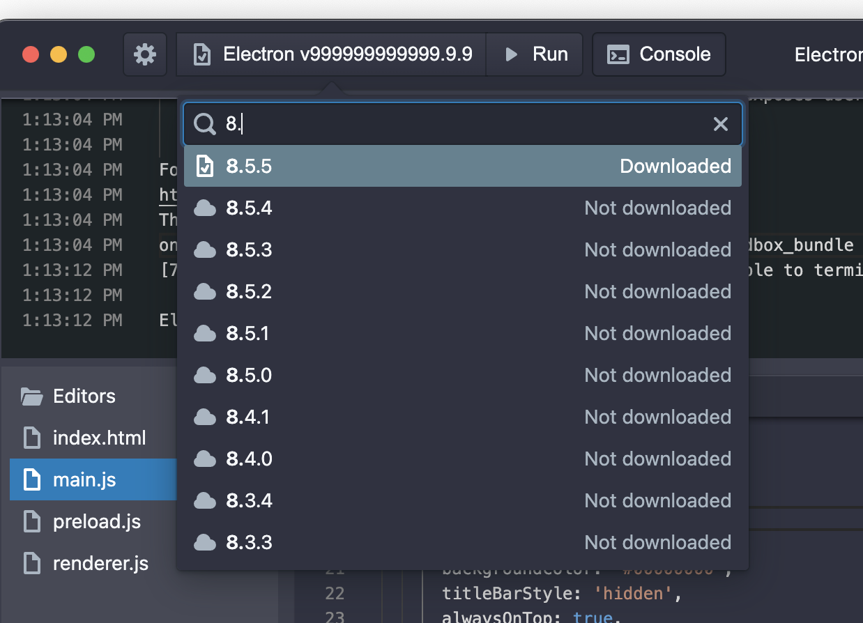 version selector is flipping out · Issue #1145 · electron/fiddle · GitHub