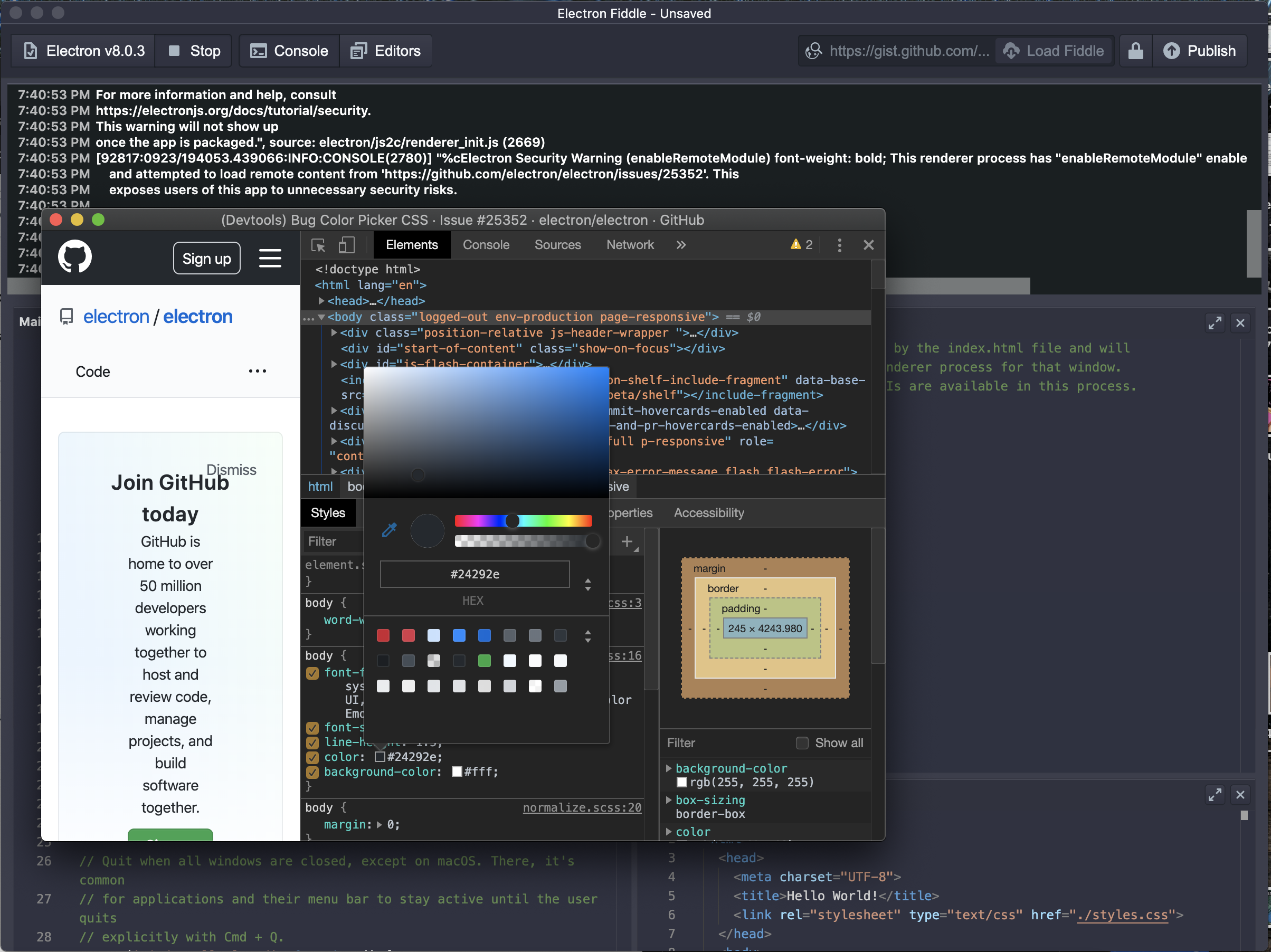 (Devtools) Bug Color Picker CSS · Issue #25352 · electron/electron · GitHub