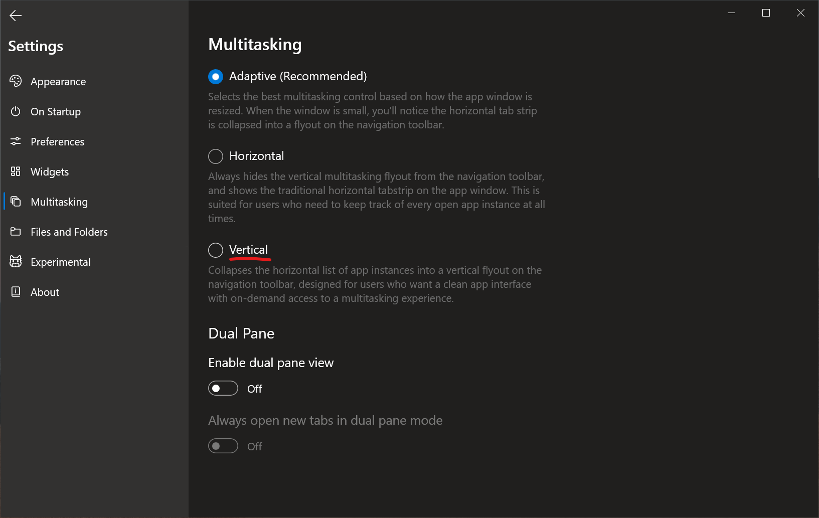 Multitasking settings are not getting saved · Issue #3088 · files ...