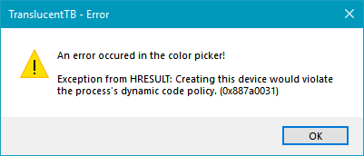 Getting process handle of a window failed & An error occured in the color picker! · Issue #199 ...