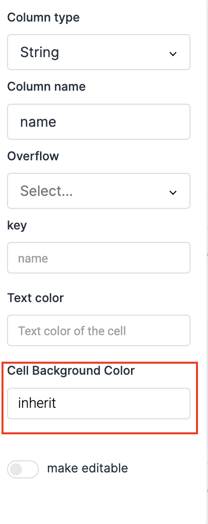 All the table column should have the cell background color. · Issue #5526 · ToolJet/ToolJet · GitHub