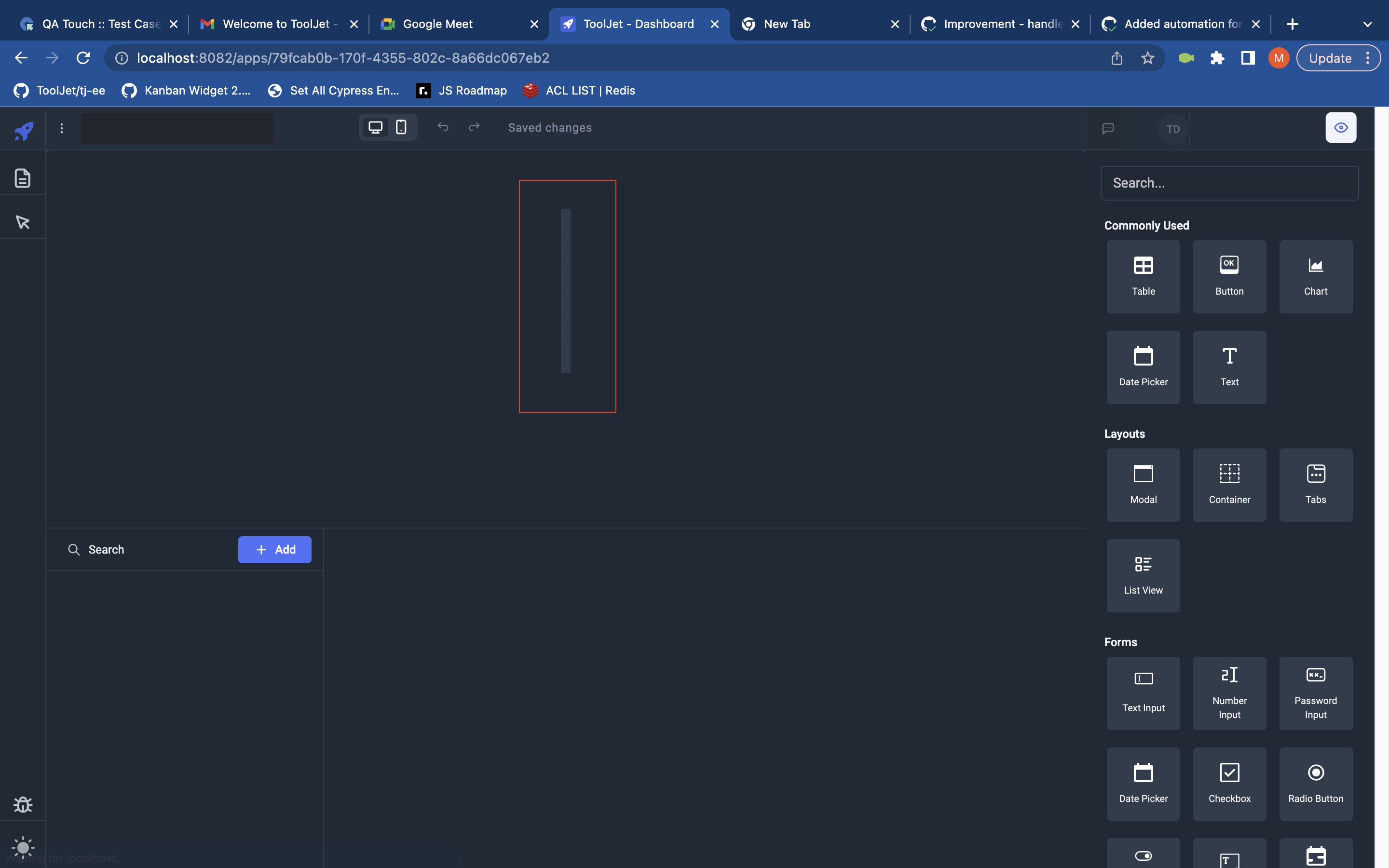 Unnecessary UI component on dark mode app loading. · Issue #5921 · ToolJet/ToolJet · GitHub