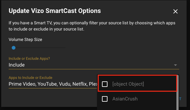 ` Object Object ` Showing Up In List Of Vizio Apps · Issue 33923 · Home Assistantcore · Github 0072