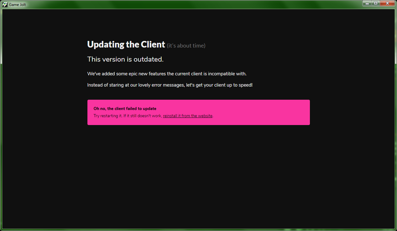 Can't update gamejolt client · Issue #1177 · gamejolt/issue-tracker · GitHub