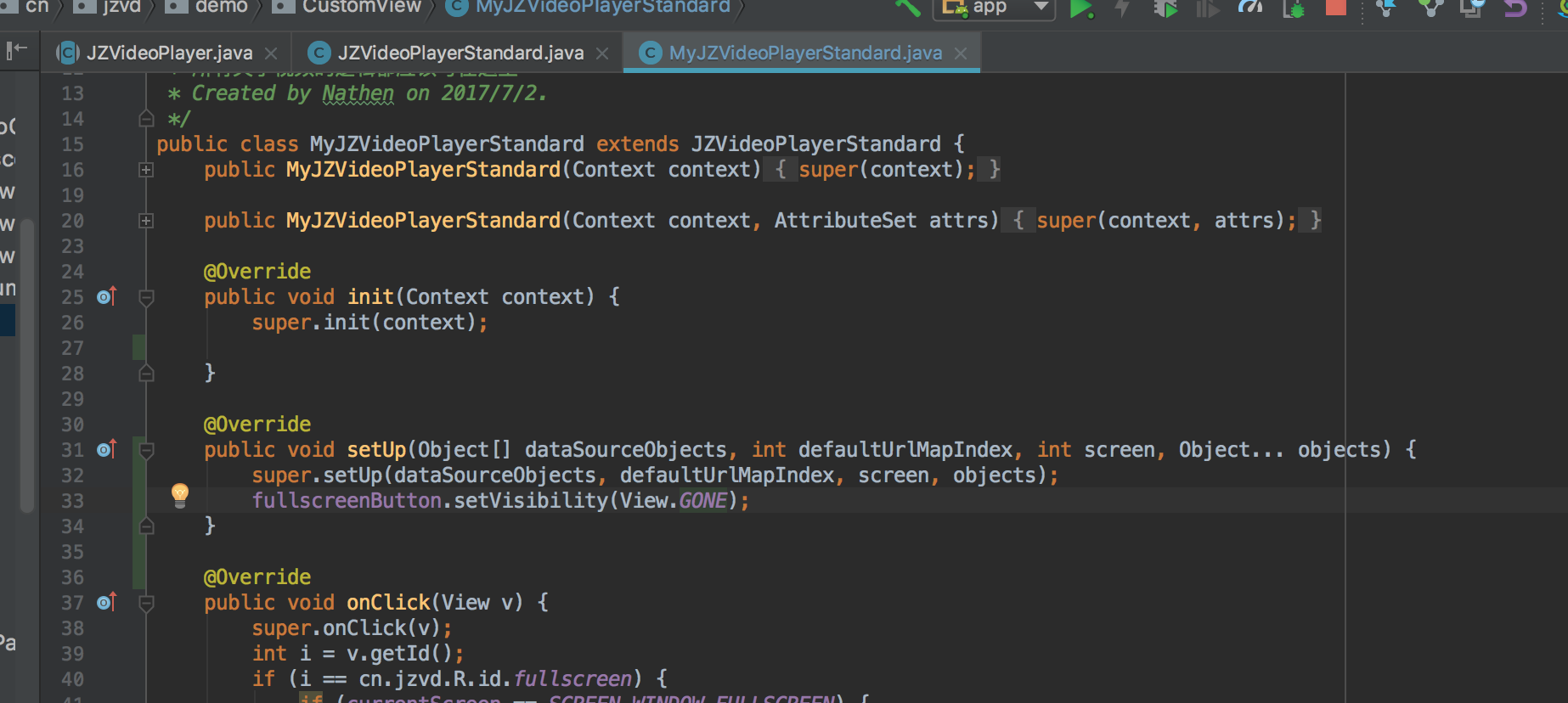 全屏下隐藏那个全屏按钮 · Issue #1782 · lipangit/JiaoZiVideoPlayer · GitHub