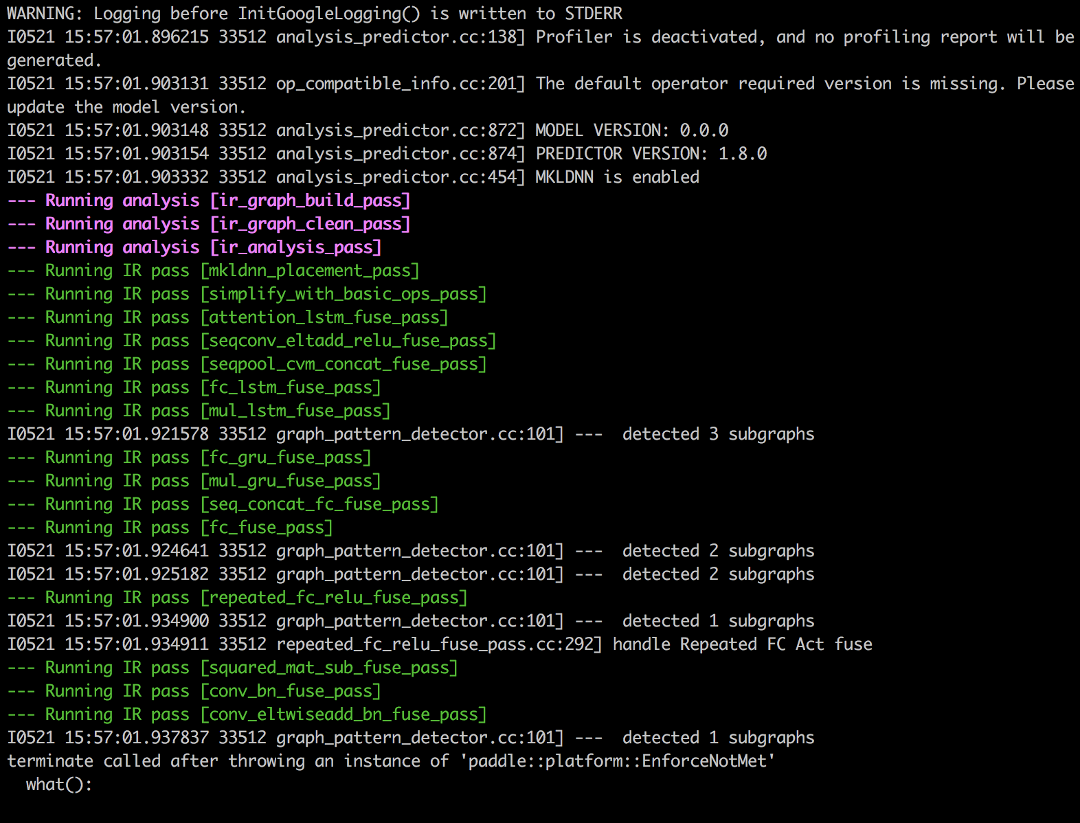 Analysisconfig 打开iroptim出core · Issue 24681 · Paddlepaddlepaddle · Github 